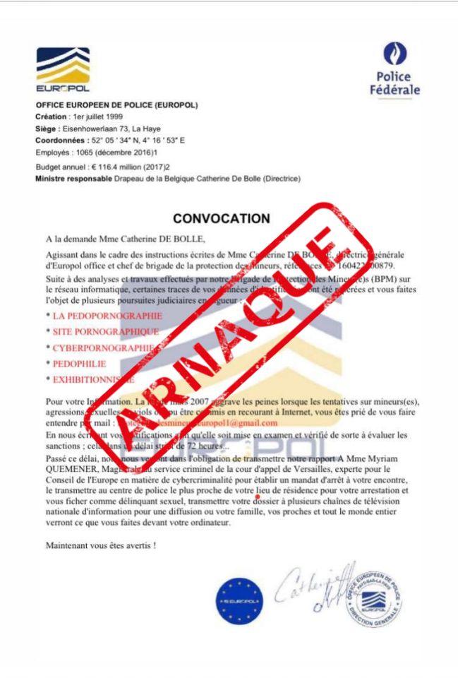 Arnaque par E-Mail au nom de la Police ou d'Europol - Prévention ...