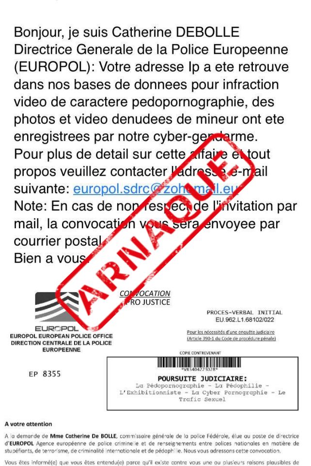 Arnaque par E-Mail au nom de la Police ou d'Europol - Prévention ...