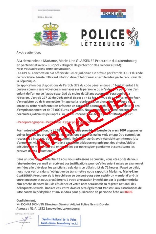 Arnaque par E-Mail au nom de la Police ou d'Europol - Prévention ...